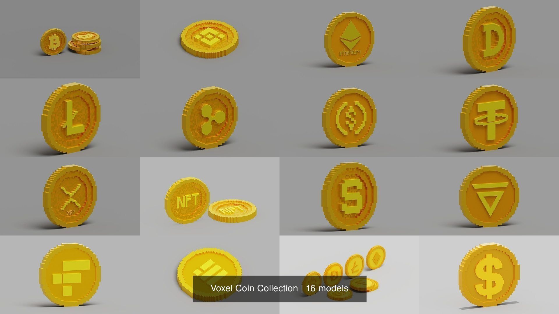 Voxel Coin Collection VR / AR / low-poly | CGTrader