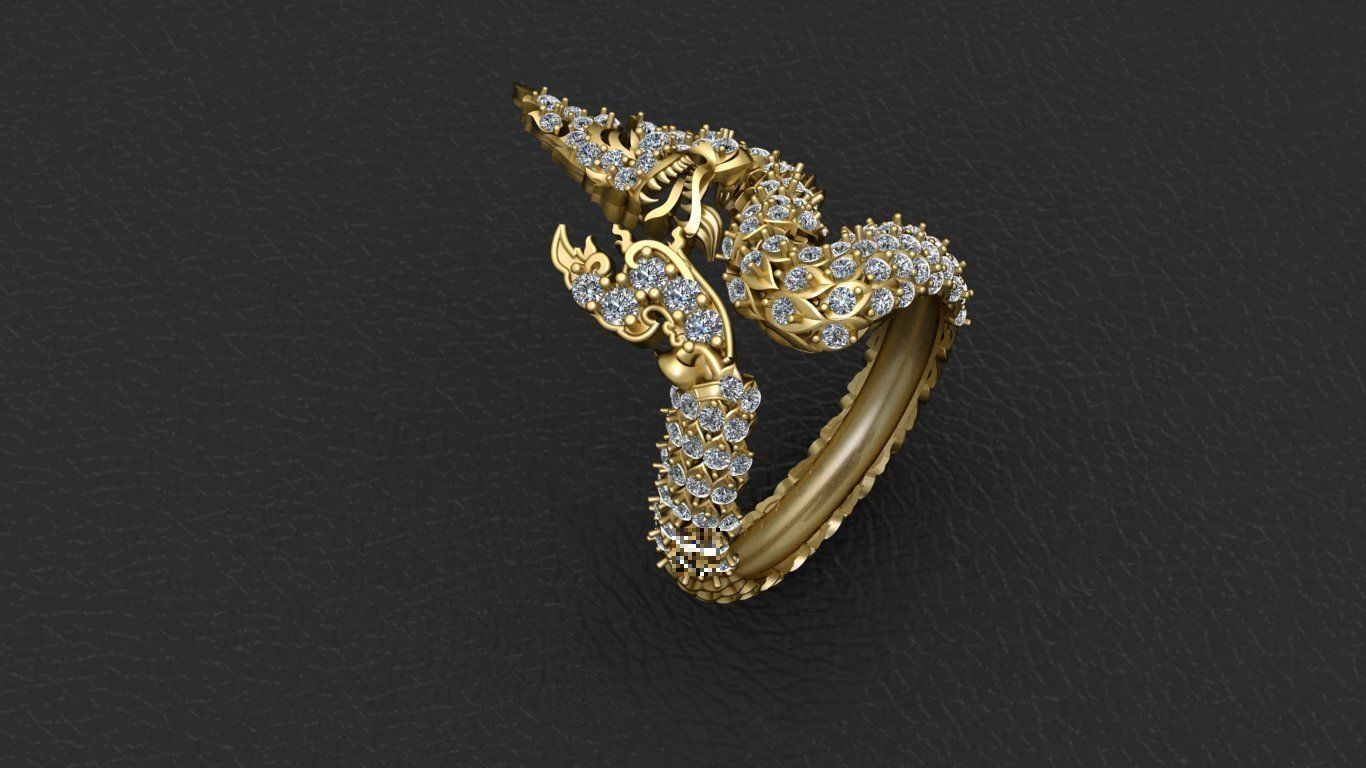 Naga khmer Ring Gold Dragon Cambodia Naga model 3D print model 3D model ...