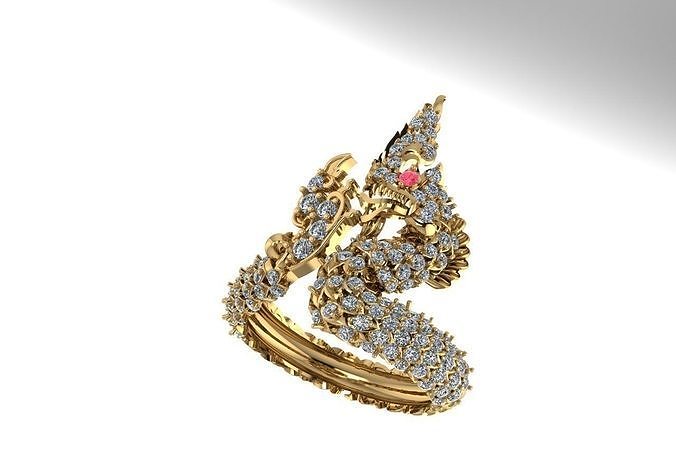 Naga khmer Ring Gold Dragon Cambodia Naga model 3D print model 3D model ...