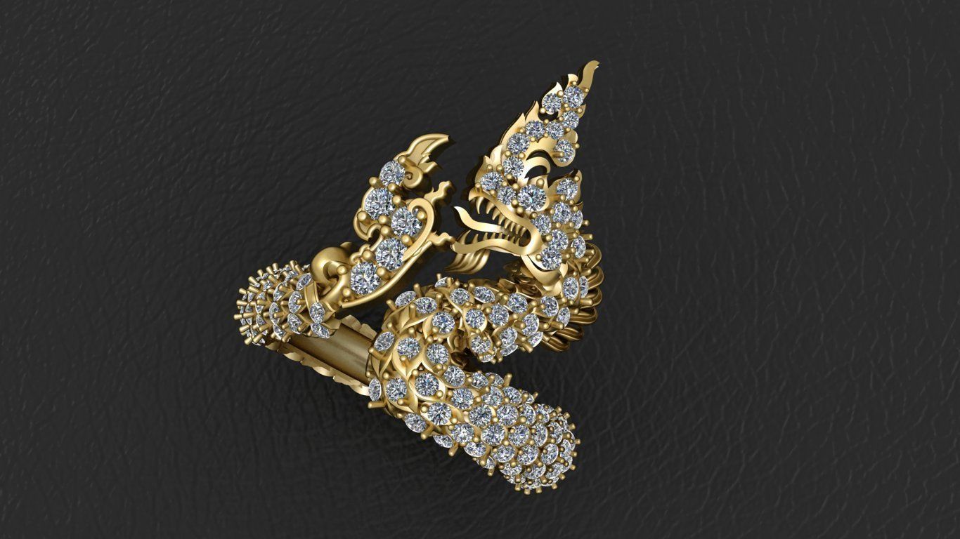 Naga khmer Ring Gold Dragon Cambodia Naga model 3D print model 3D model ...