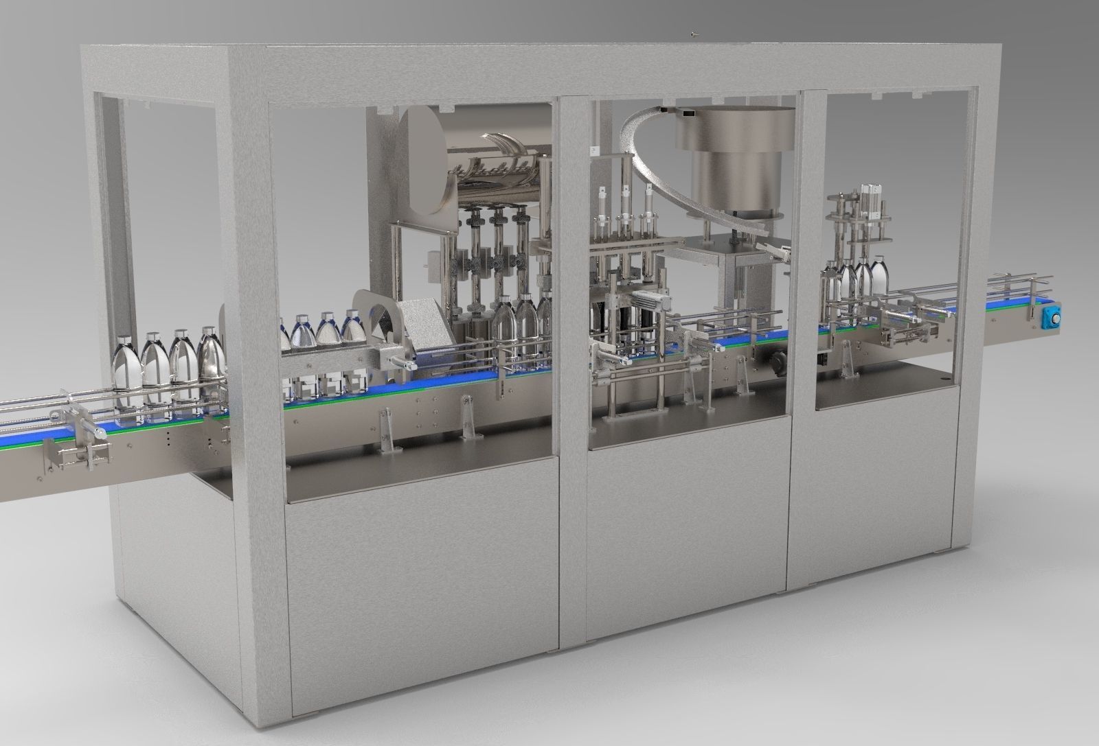 Bottles Washing Filling And Capping Line 3D model 3D printable | CGTrader