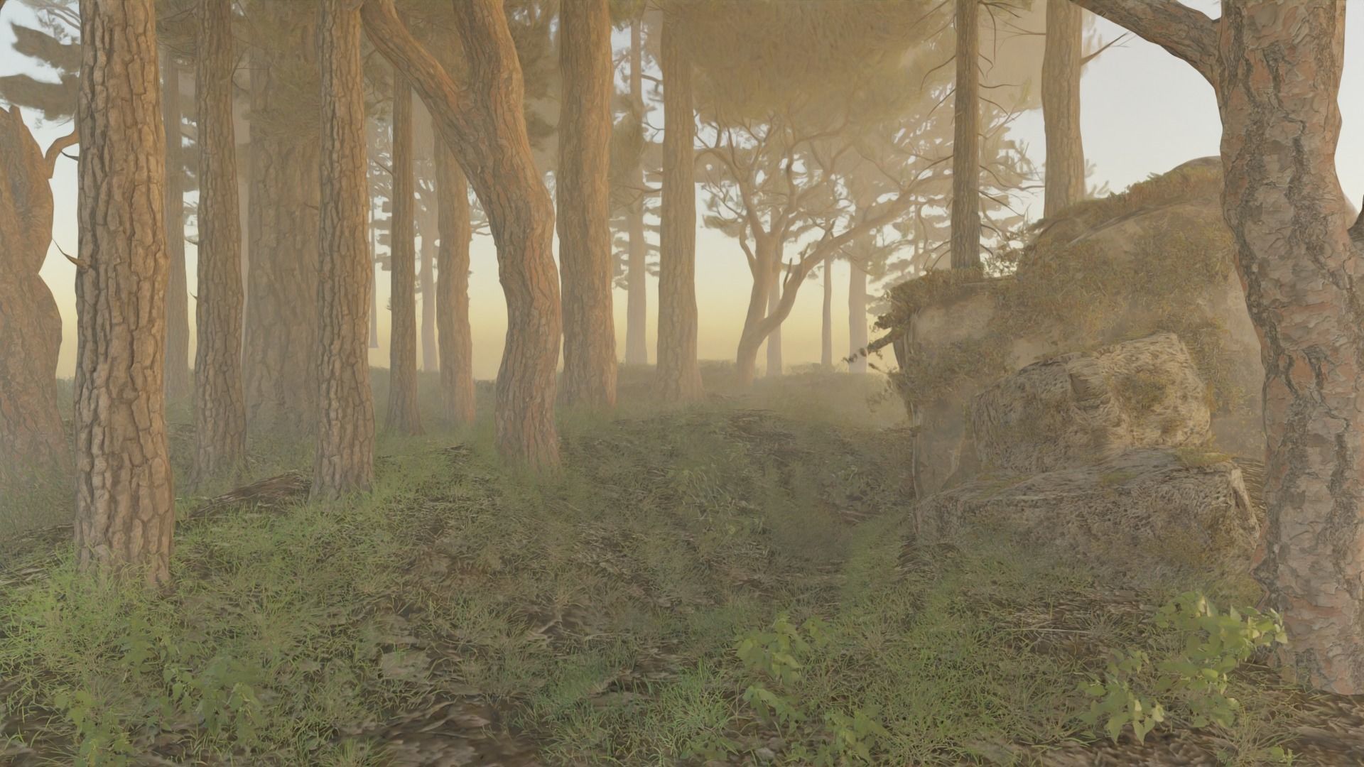 3D model 3D realistic forest scene creation with blender VR / AR / low ...