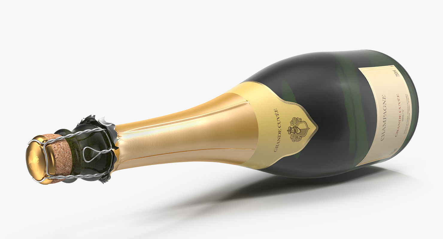 French Champagne Bottle Generic Foil Top Opened 3D model | CGTrader