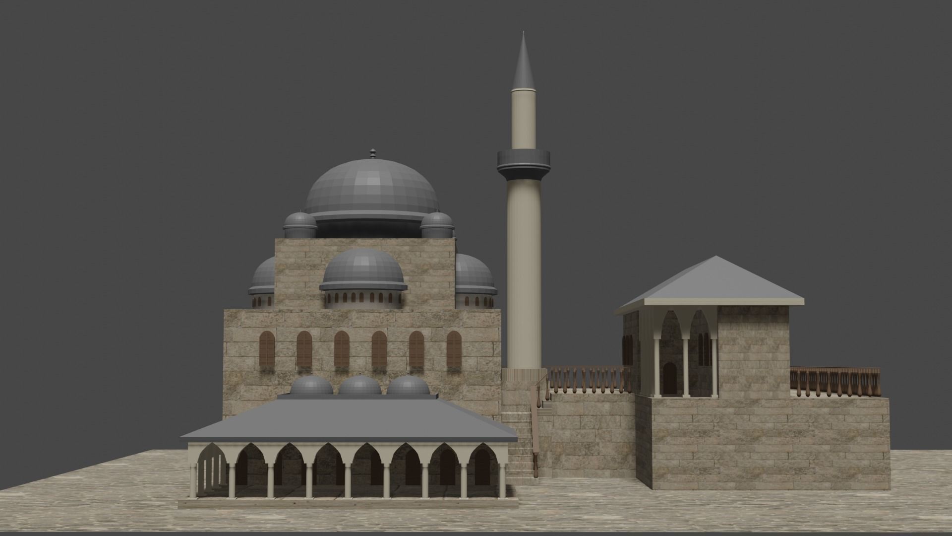 Ottoman Turkic Style Mosque free 3D model | CGTrader