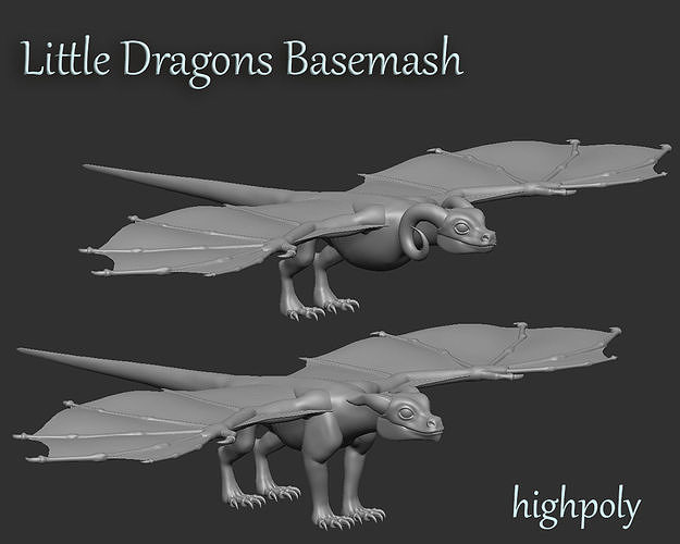 Little Dragons Basemesh 3D model | CGTrader