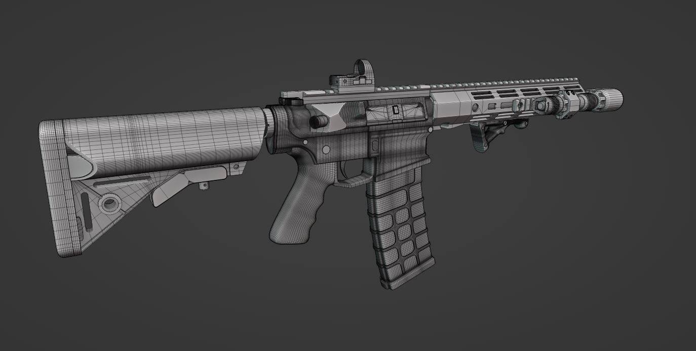 AR-15 Carbine Rifle free 3D model | CGTrader