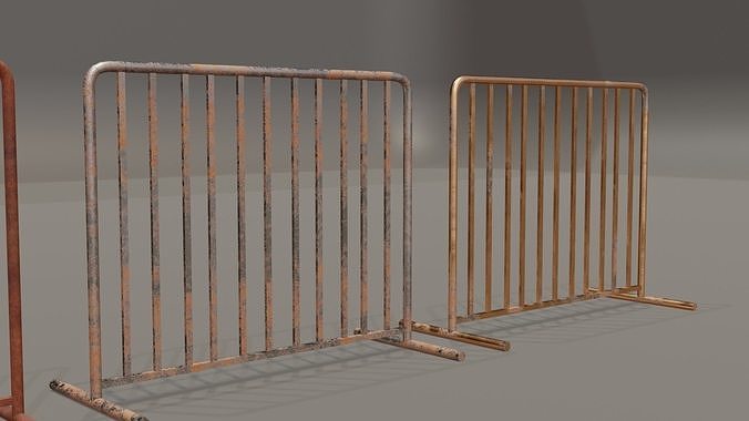 3D model low-poly set of fences Subdivision-ready Metallic PBR 8 VR ...