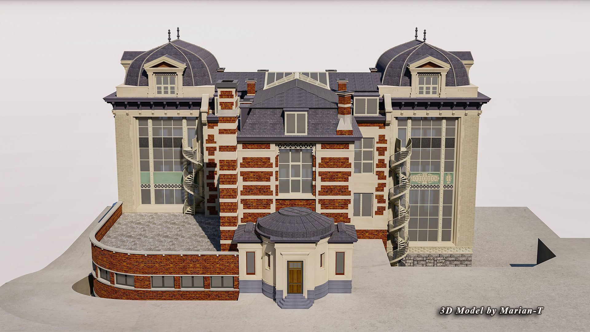 3D model Emile Jacqmain High School Bruxelles building VR / AR / low ...