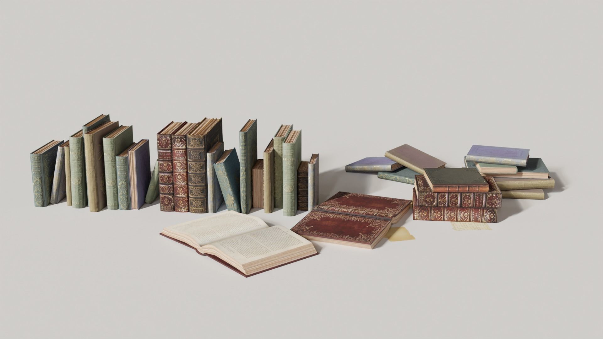 Old books set free VR / AR / low-poly 3D model | CGTrader