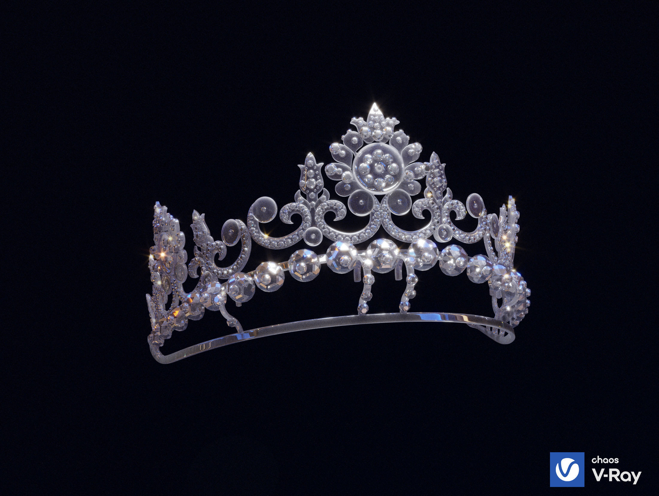 Tiara crown with diamonds 3D model | CGTrader