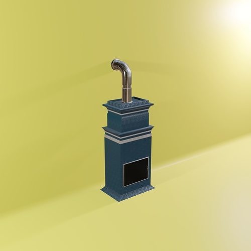 Fireplace chimney blue ceramic metal low poly pbr mantelpiece free VR ...