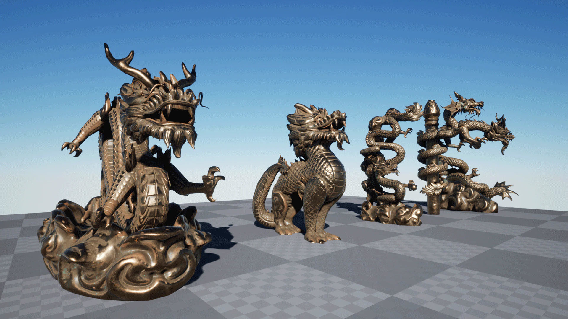 3D model Chinese Dragon Statues - PBR Ready VR / AR / low-poly | CGTrader