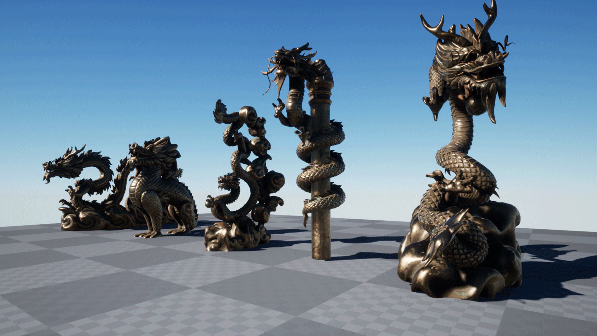 3D model Chinese Dragon Statues - PBR Ready VR / AR / low-poly | CGTrader