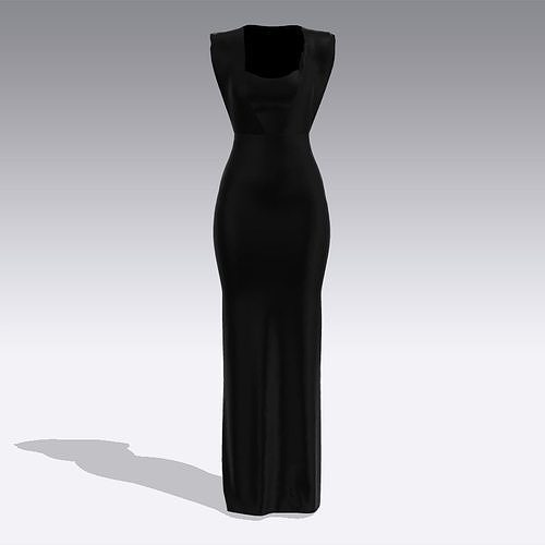 DRESS LOOK MODERN LONG ELEGANCE LOOK BLACK 3D model | CGTrader