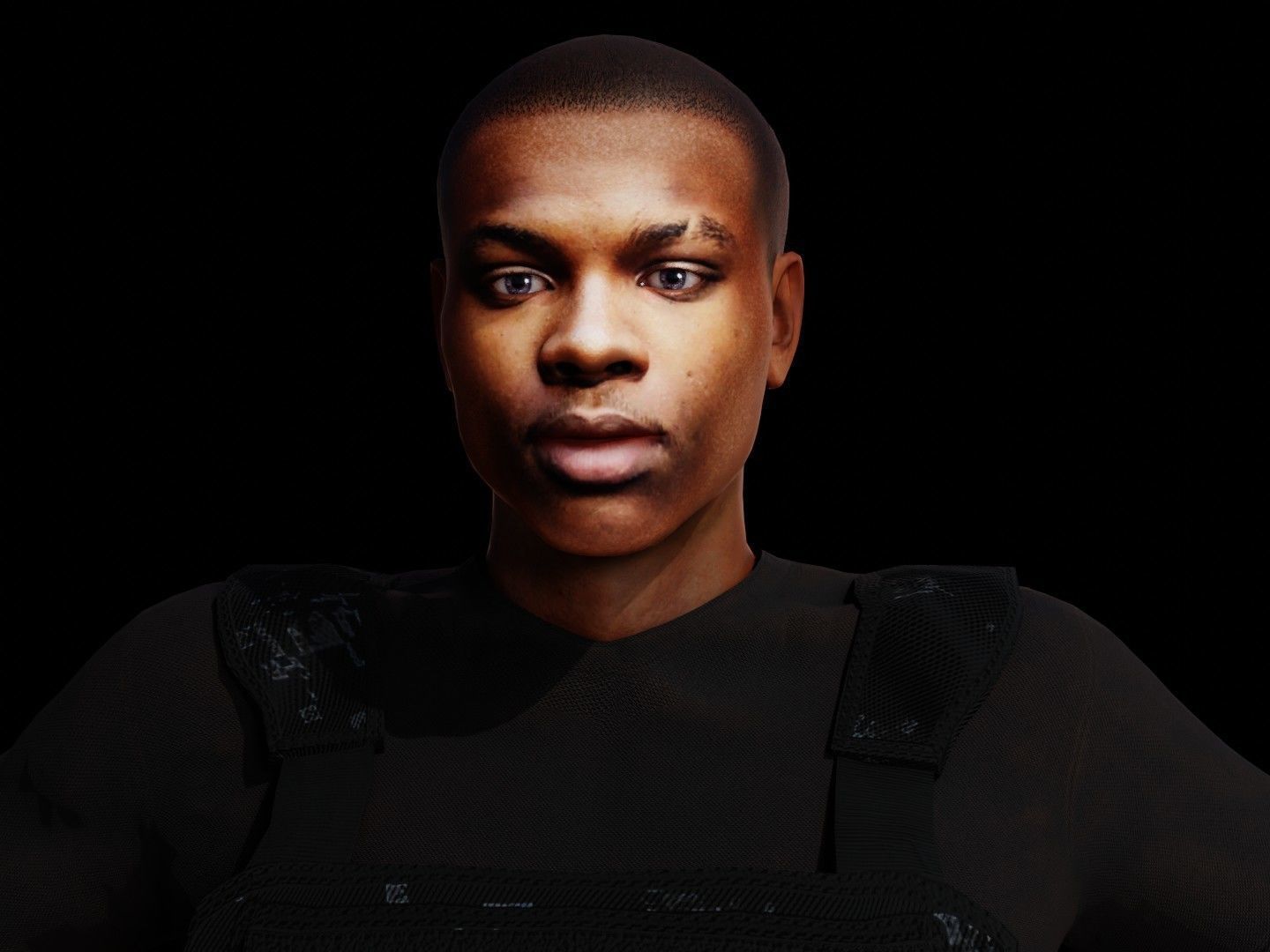 3D model Realistic Black Afro Man Character Rigged Low poly VR / AR ...