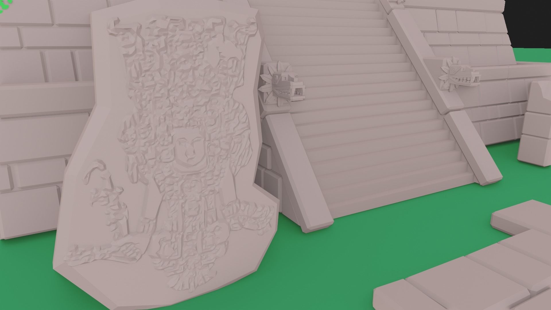 3D model Lowpoly mayan temple and decorations pack VR / AR / low-poly ...