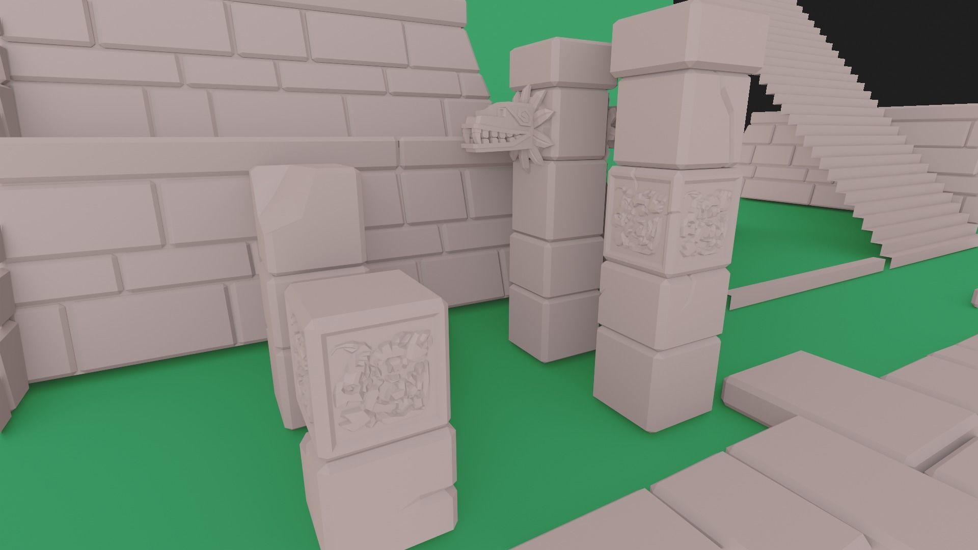 3D model Lowpoly mayan temple and decorations pack VR / AR / low-poly ...