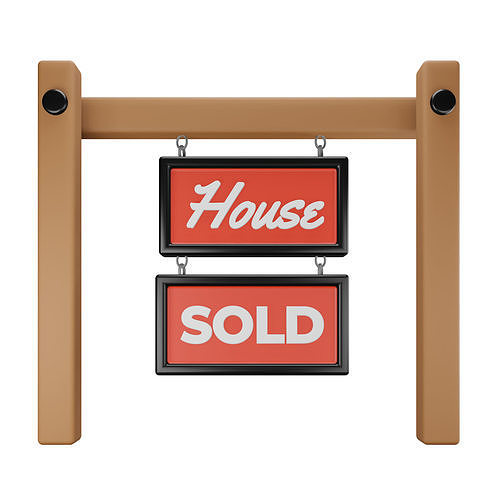 3D model House Sold Red Sign VR / AR / low-poly | CGTrader