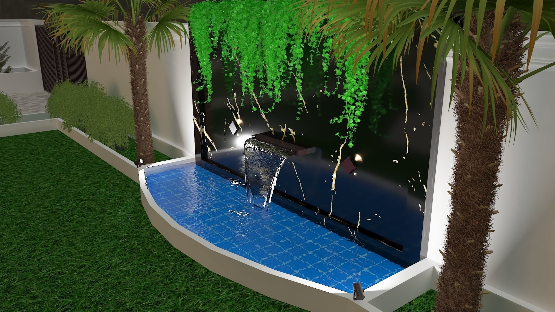 Villa house at night free 3D model | CGTrader