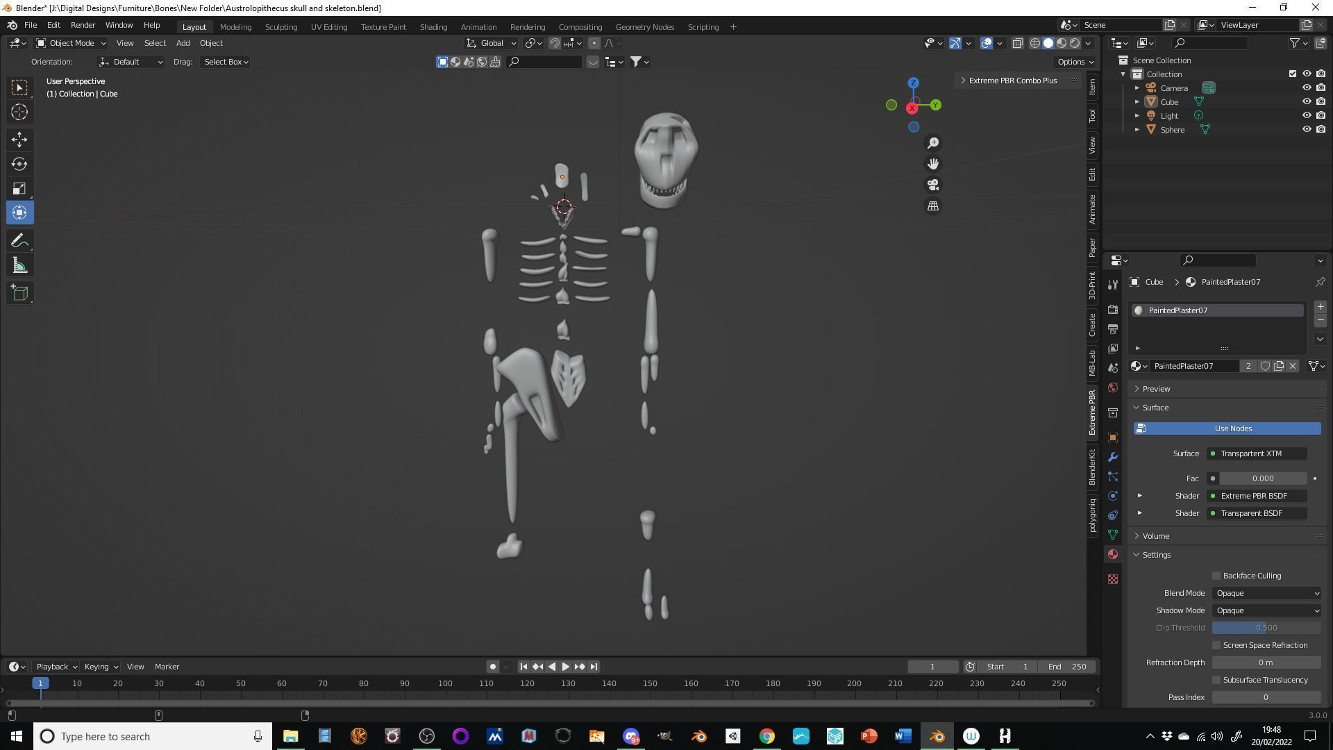 3D model Australopithecus skull and skeleton VR / AR / low-poly | CGTrader
