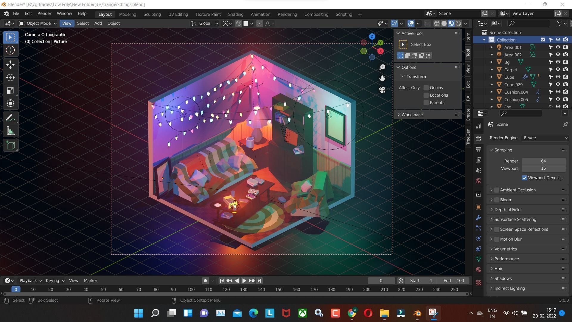 3D model stranger-things low poly model render in blender VR / AR / low ...