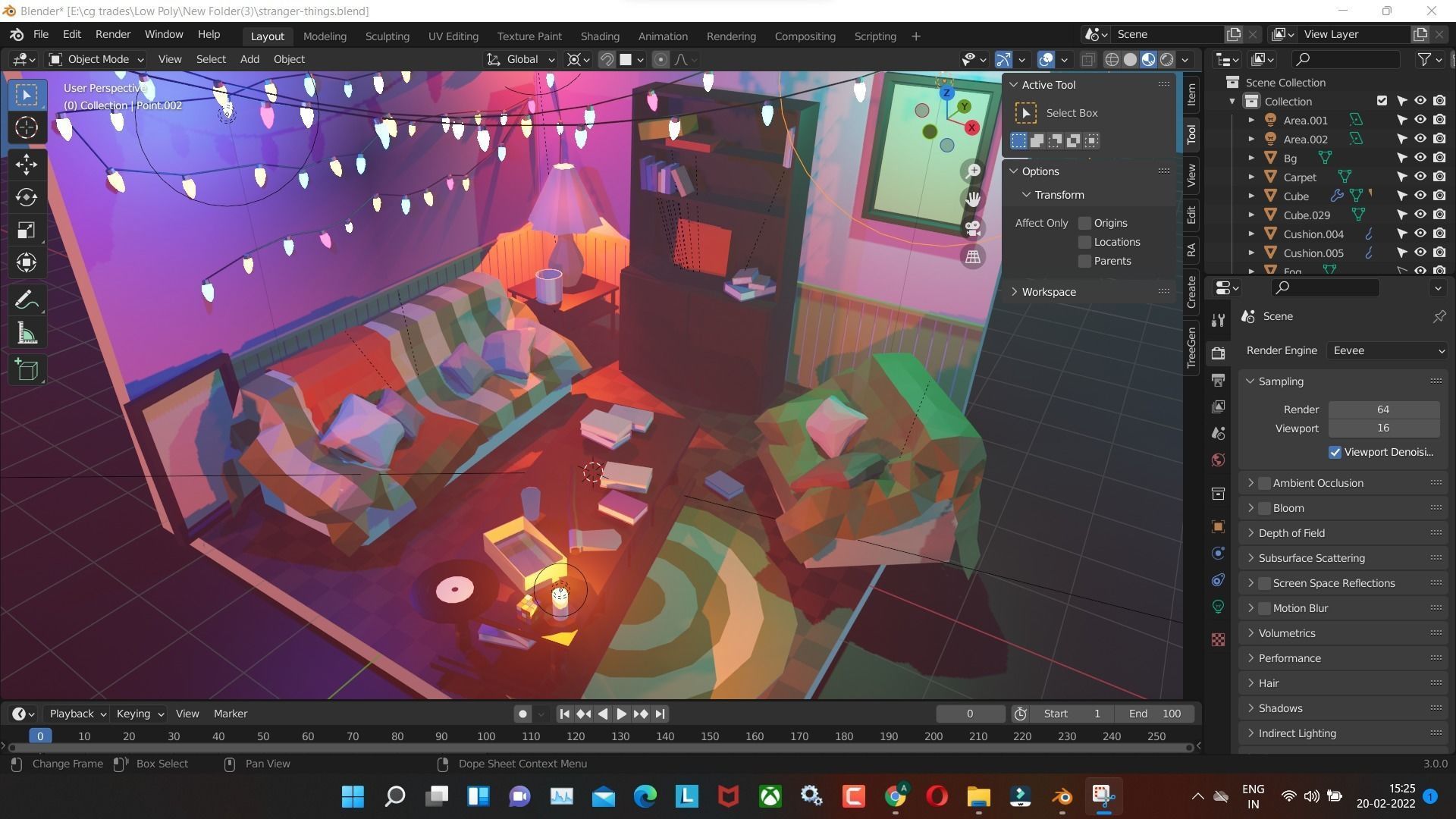 3D model stranger-things low poly model render in blender VR / AR / low ...