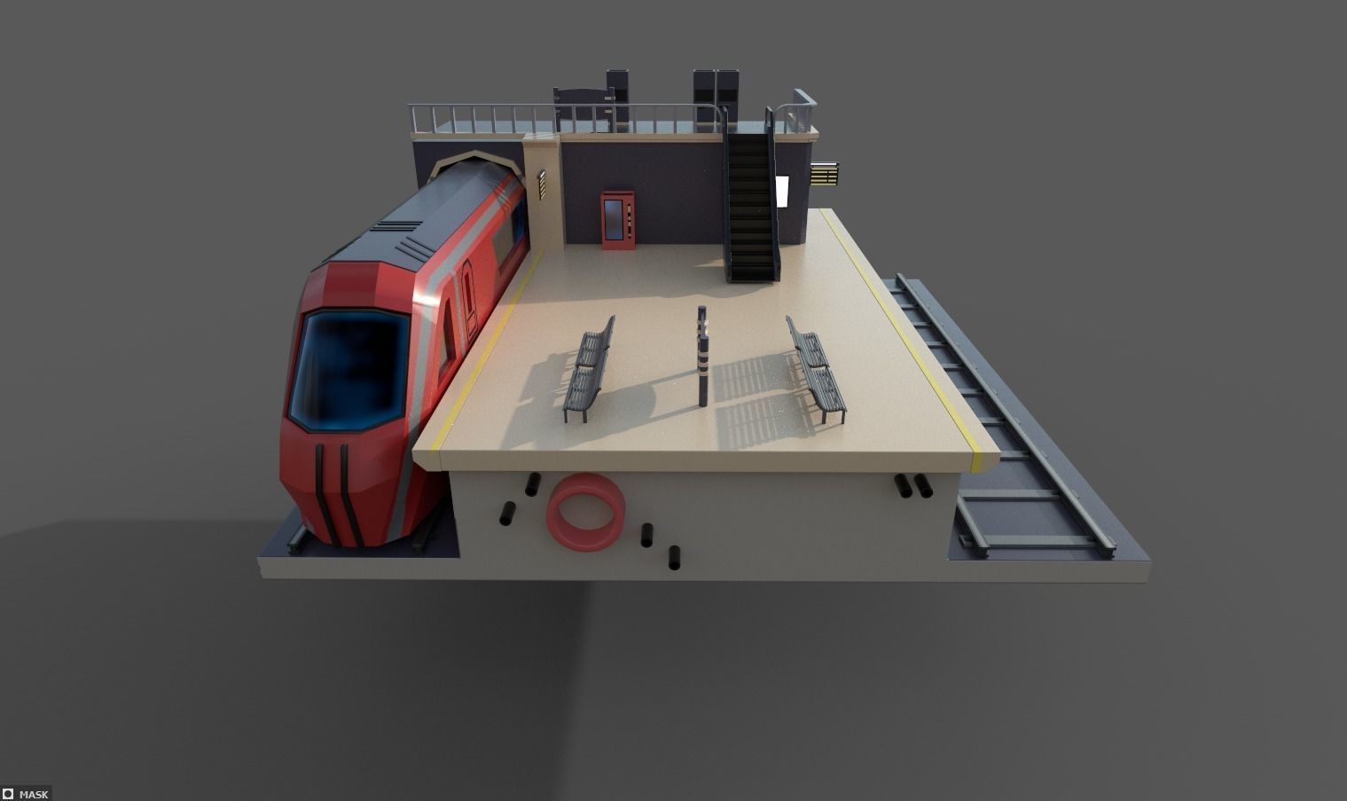 3D model low poly train environment VR / AR / low-poly | CGTrader