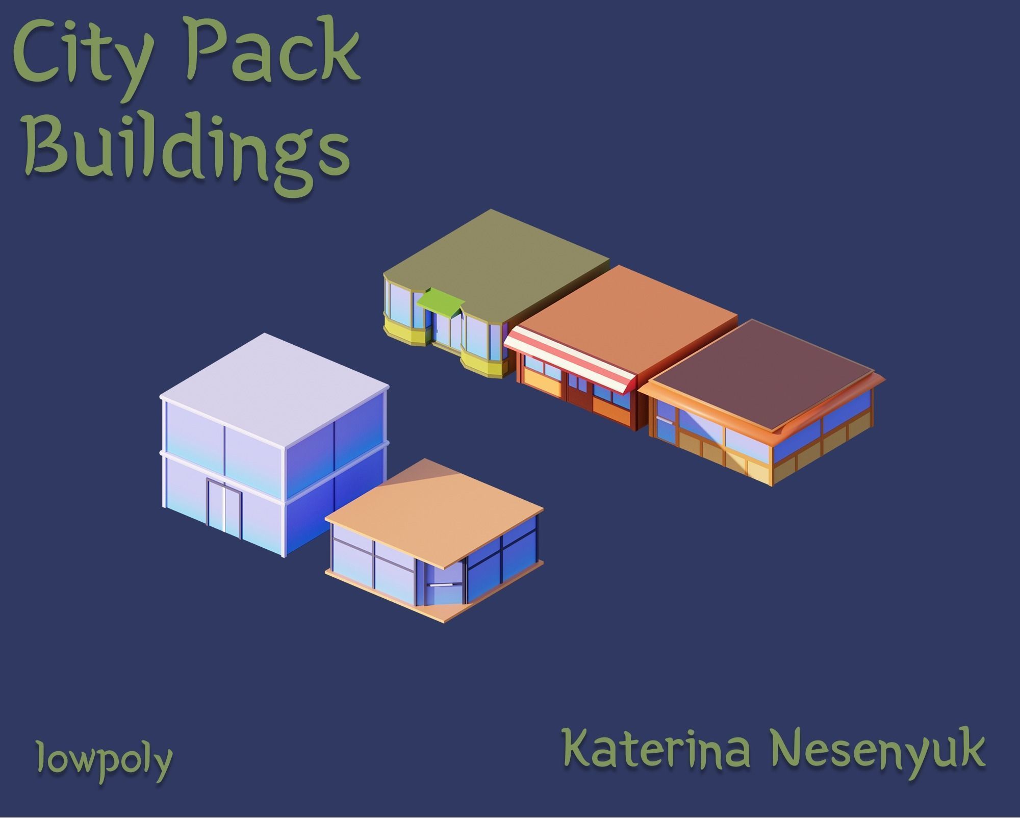 3D model Low Poly City Modular Building Pack Low-poly 3D model VR / AR ...