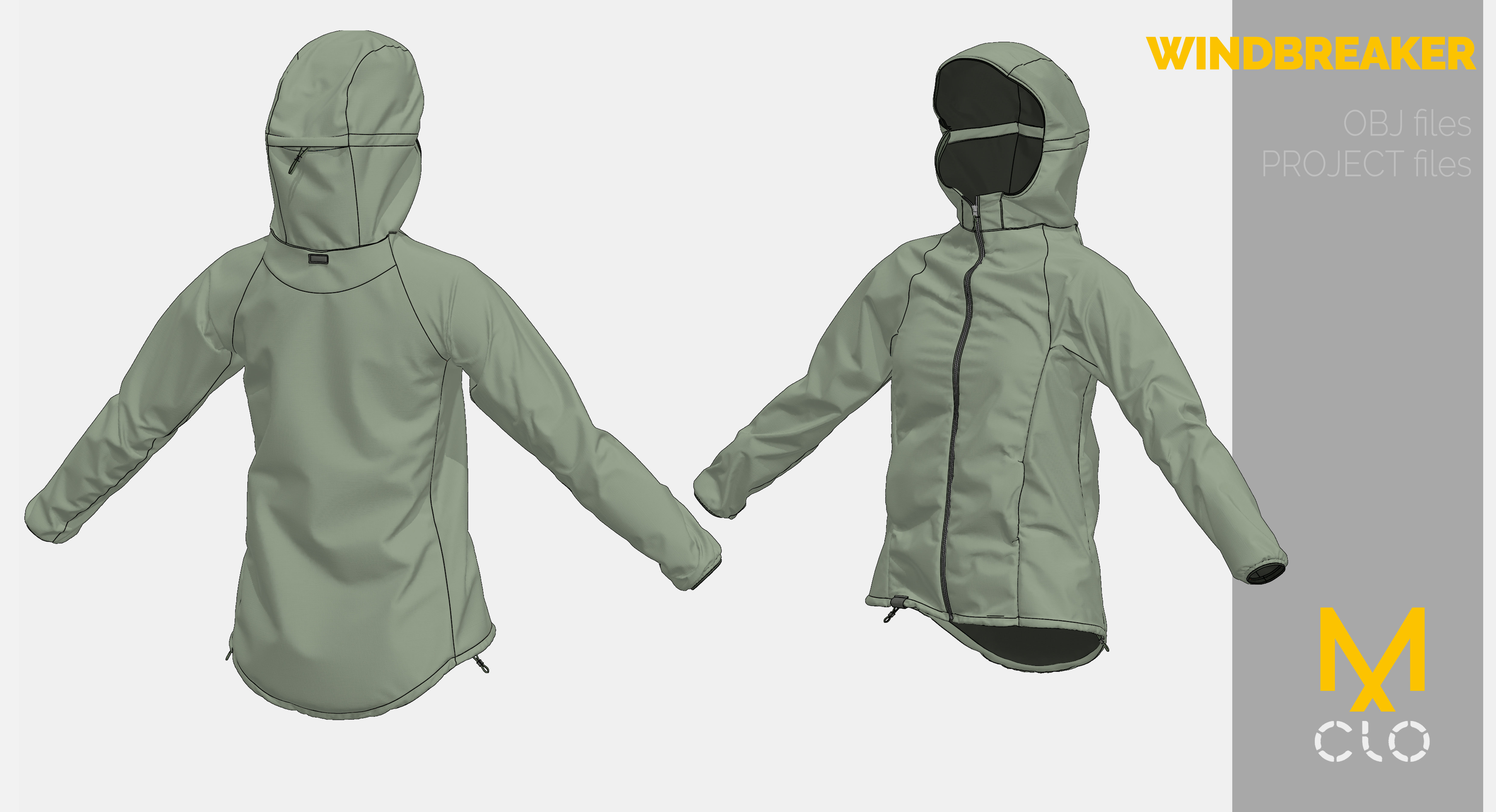 Windbreaker-Jaket MD Clo projects and OBJ 3D model | CGTrader