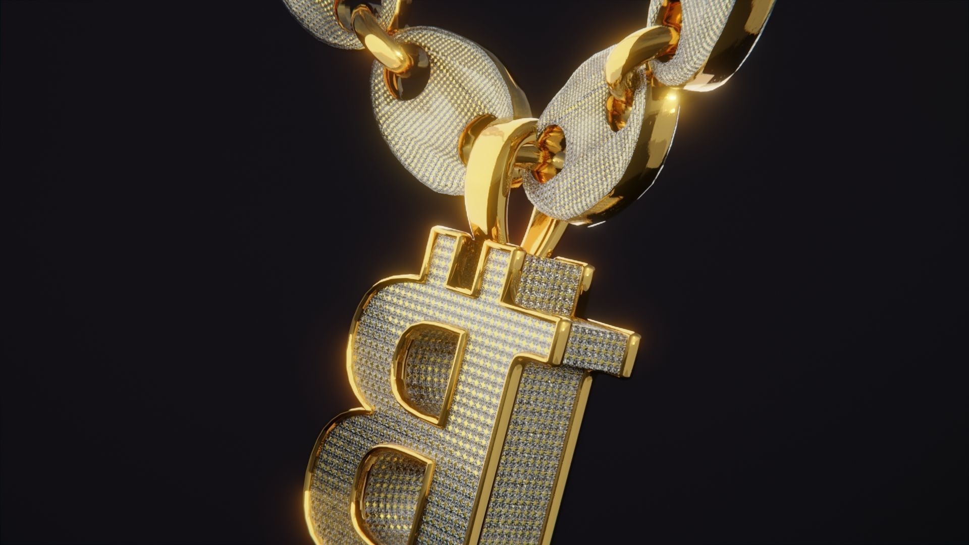 3D model Bitcoin Diamond Chain VR / AR / low-poly | CGTrader