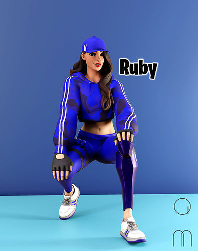 Ruby Blue v2 - Fortnite free VR / AR / low-poly 3D model rigged | CGTrader