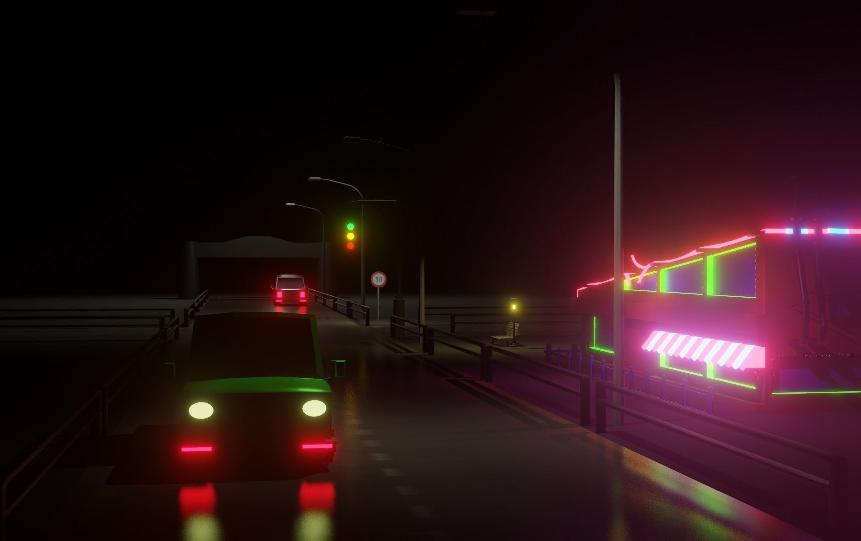 Road night free VR / AR / low-poly 3D model | CGTrader