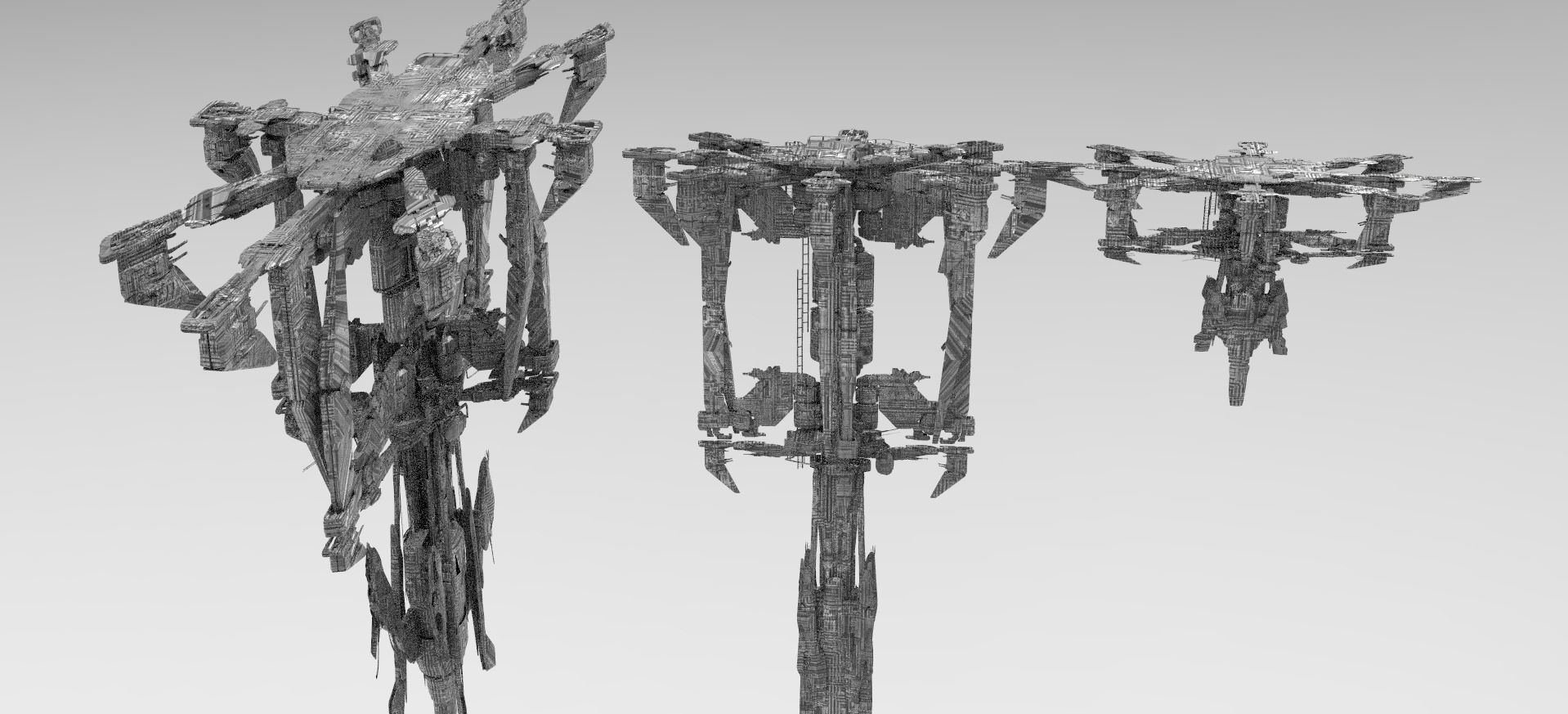 Moon base platforms 3 designs 3D model | CGTrader