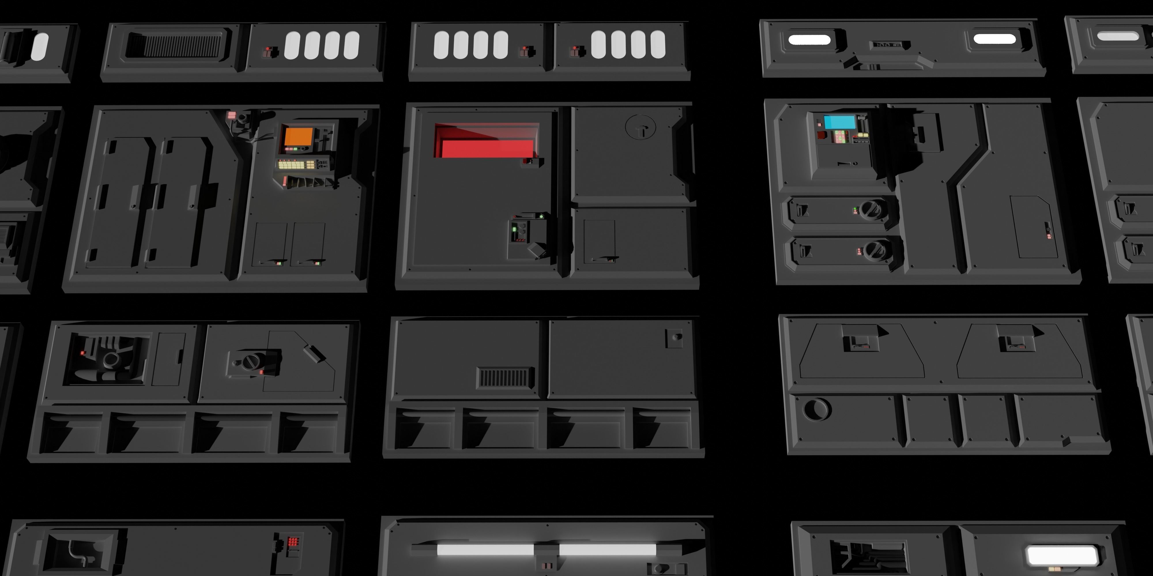 39 Sci-Fi Wall Panels with Emissive Materials - Kitbash 3D model | CGTrader