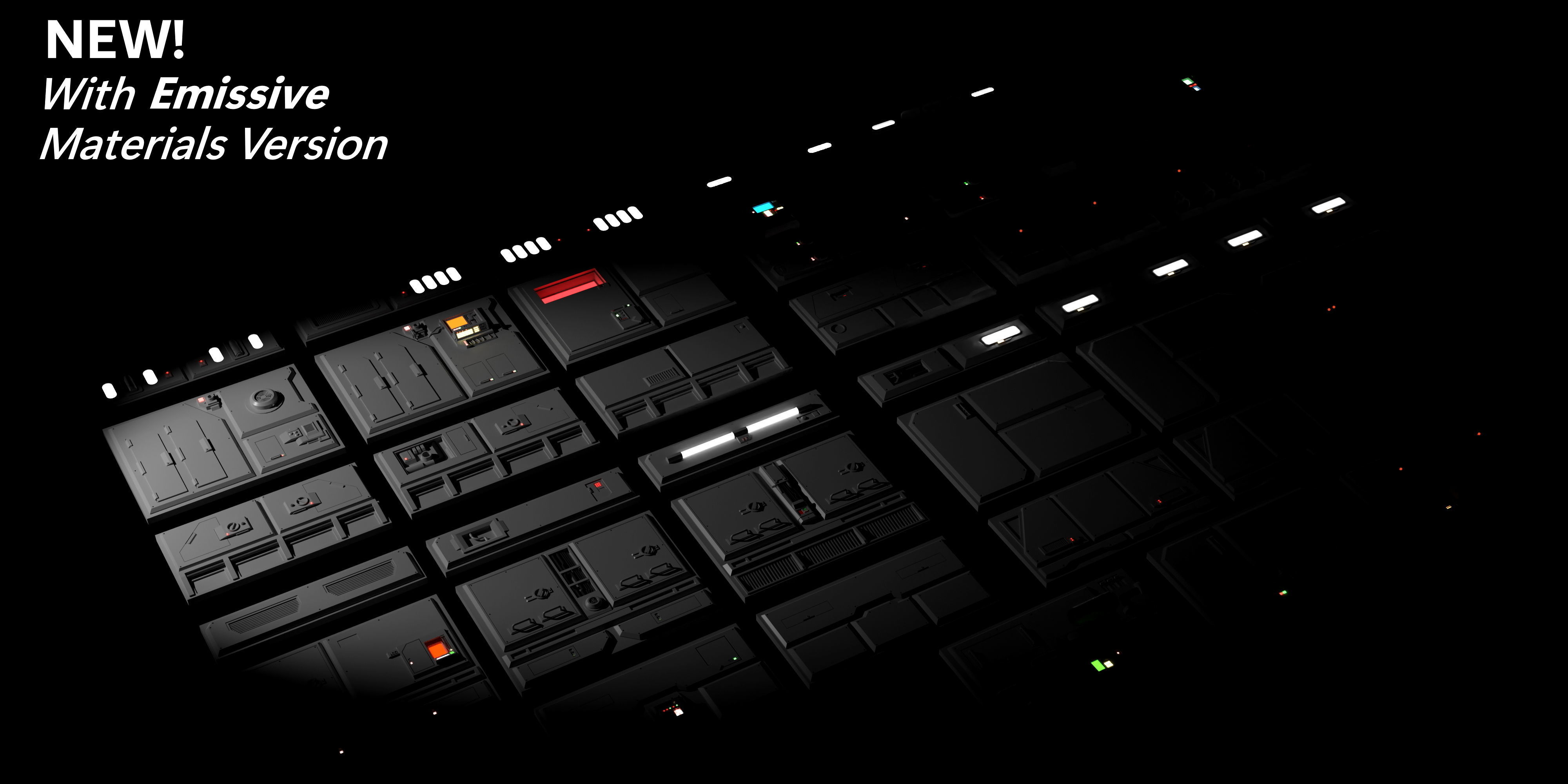 39 Sci-Fi Wall Panels with Emissive Materials - Kitbash 3D model | CGTrader