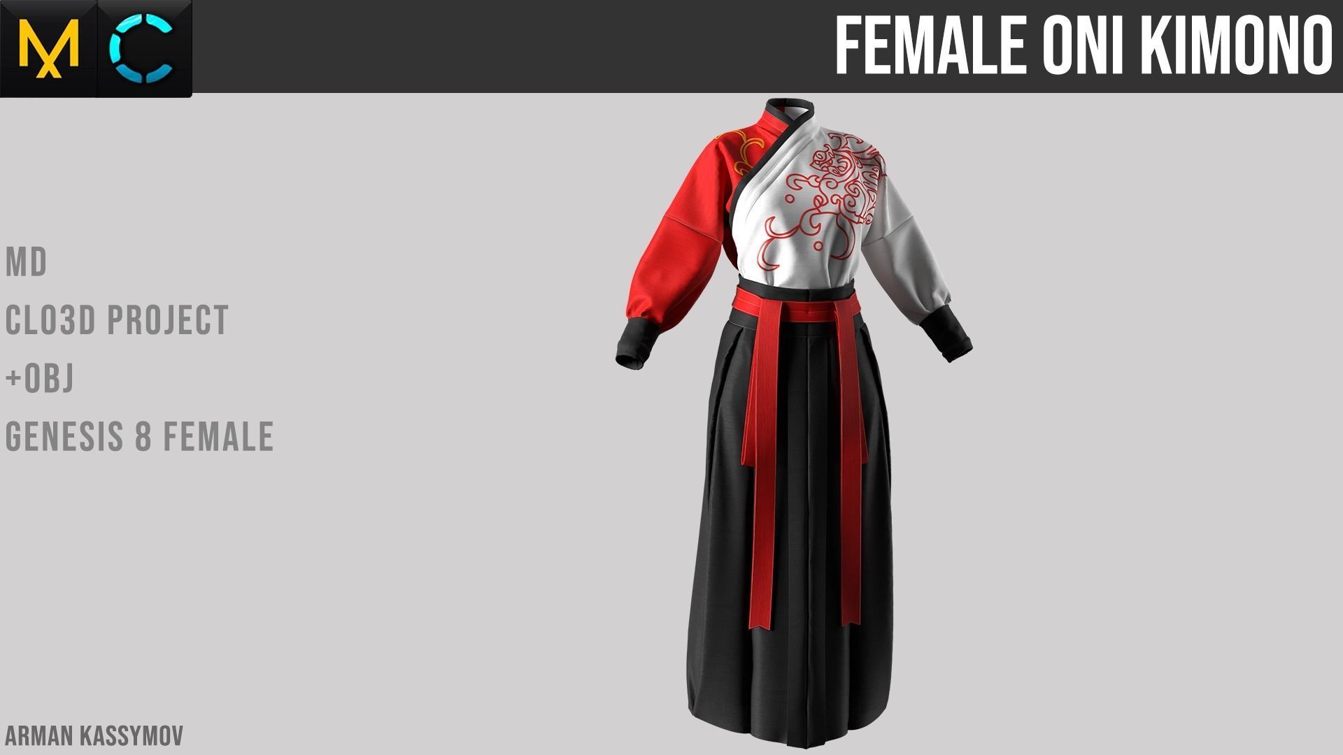 Female Oni Kimono Marvelous Designer Project 3D model | CGTrader