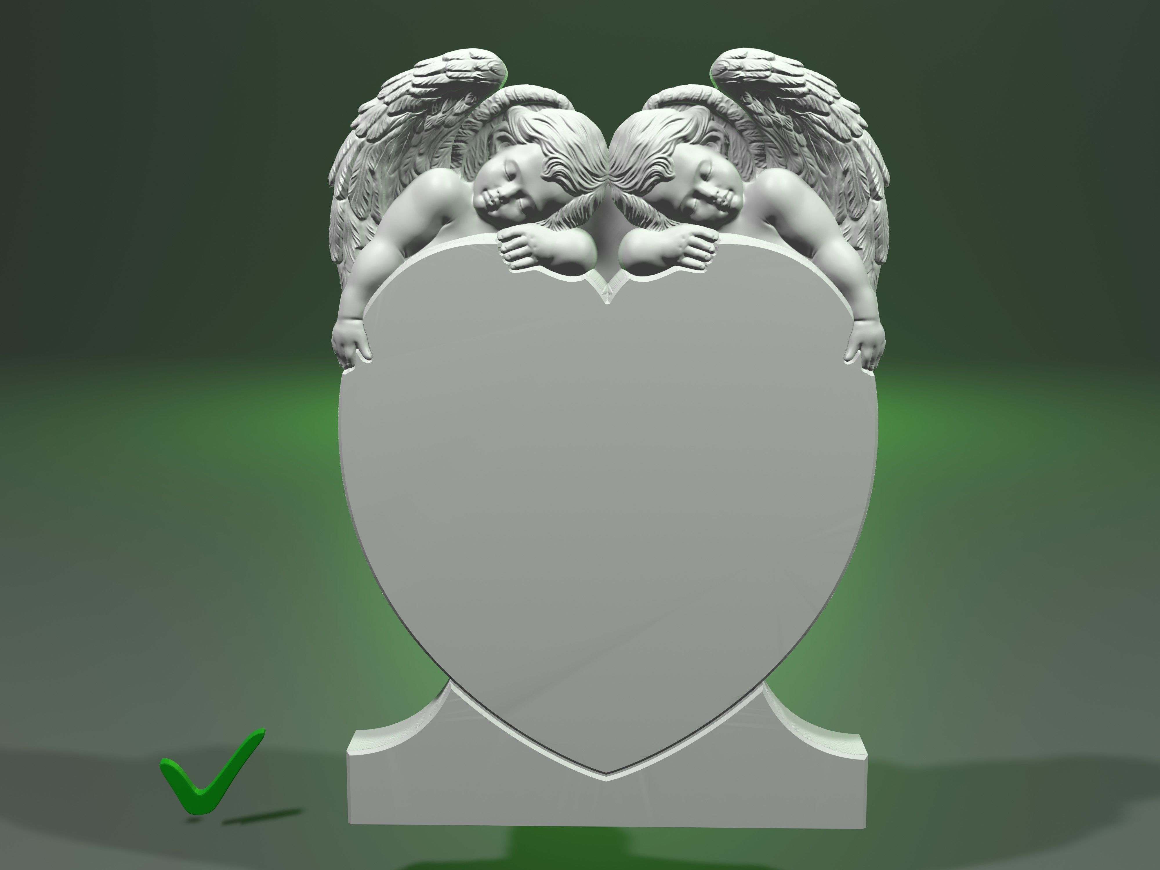 Two little angels on the heart for CNC milling or 3D printing 3D model ...