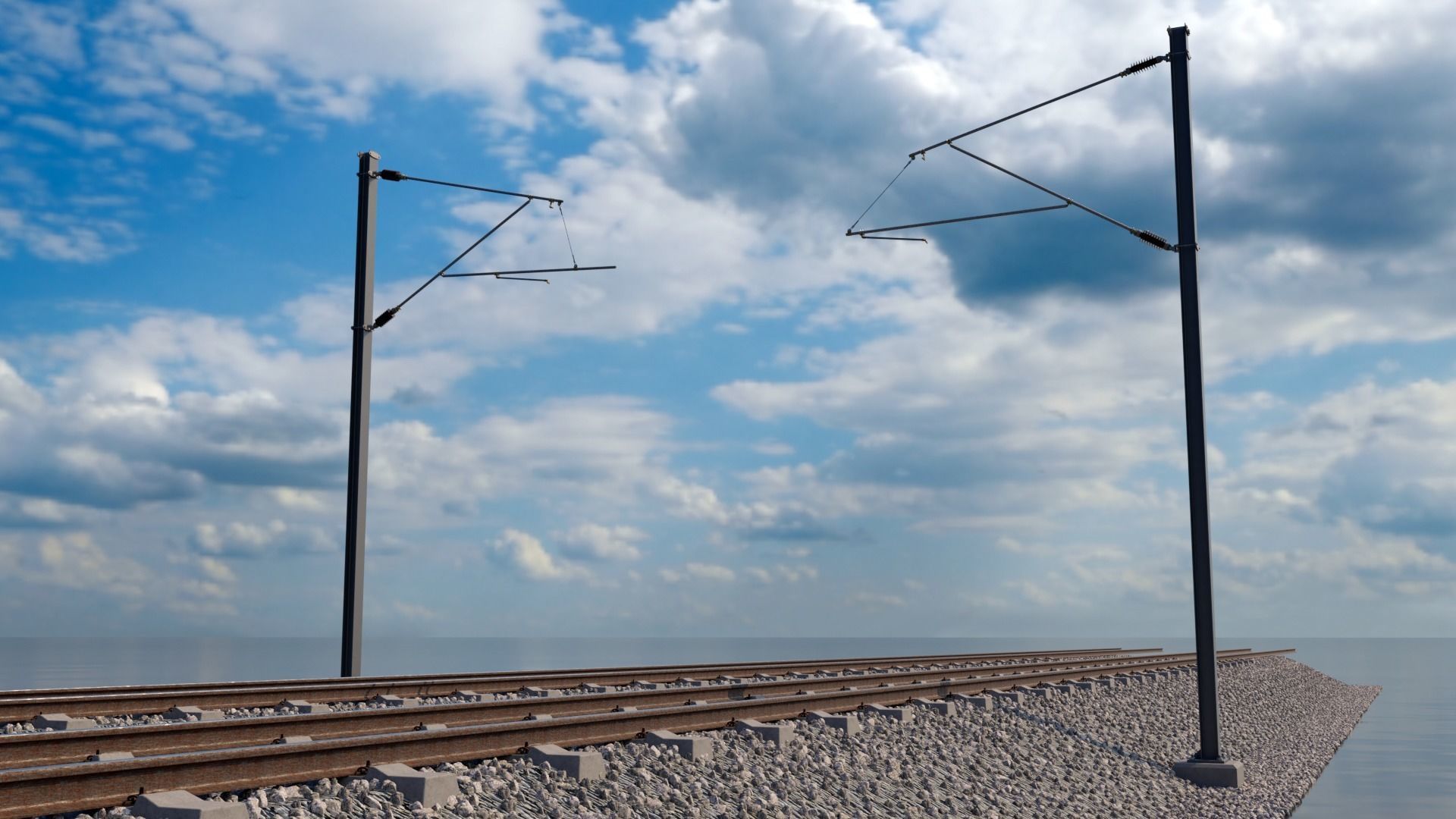 Railroad Catenary Poles Push Pull 2 Sets 3D model | CGTrader