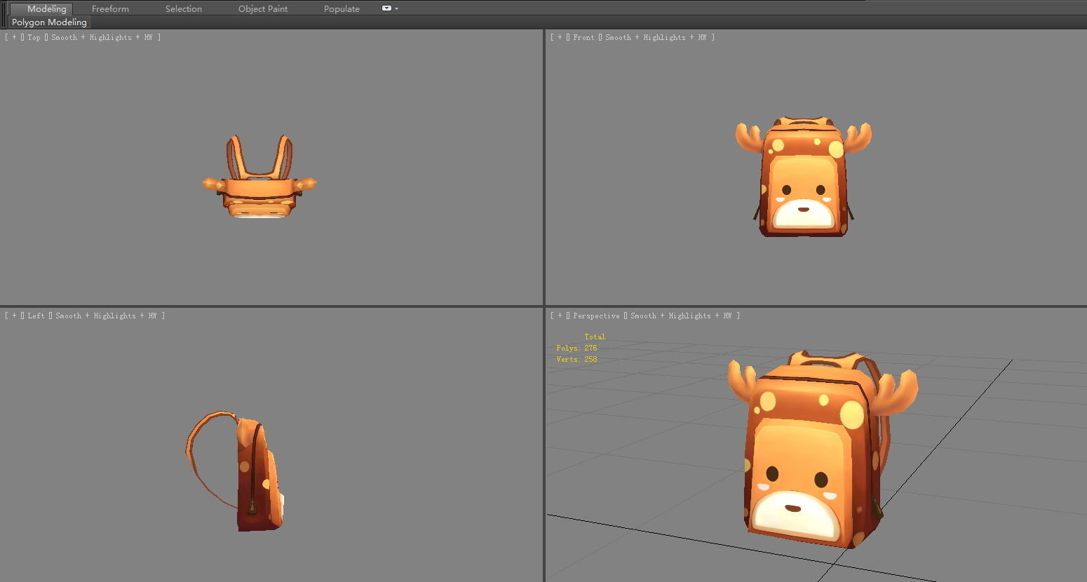 3D model Cartoon children school bag - elk backpack VR / AR / low-poly ...