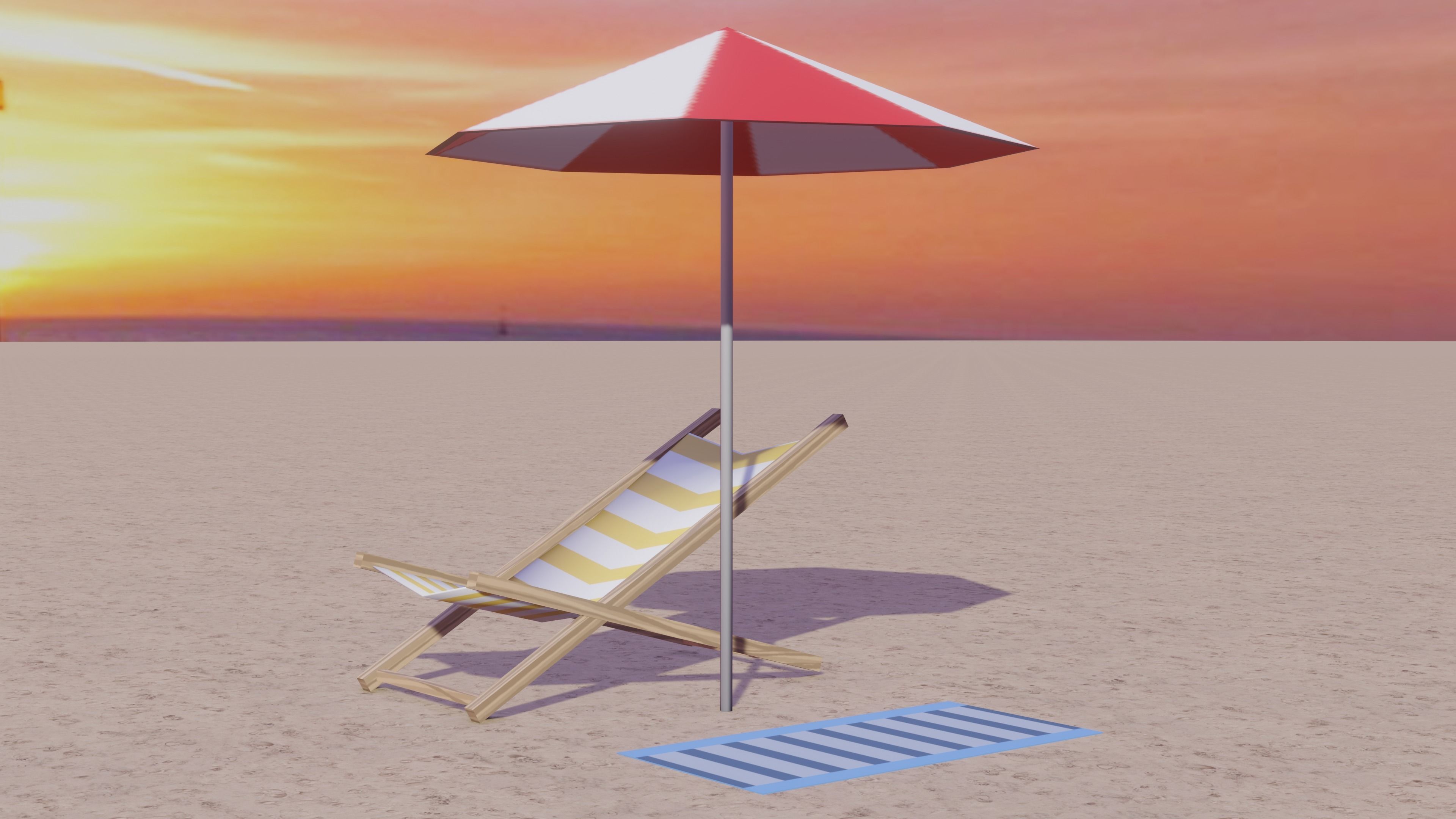 3D model Low poly Beach Set Game Ready two palm trees in desert VR / AR ...