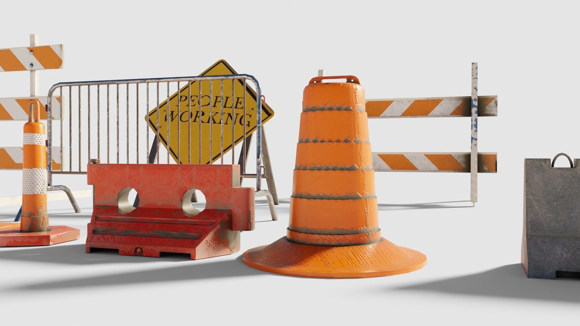 3D model realistic traffic barriers with 8k pbr textures VR / AR / low ...