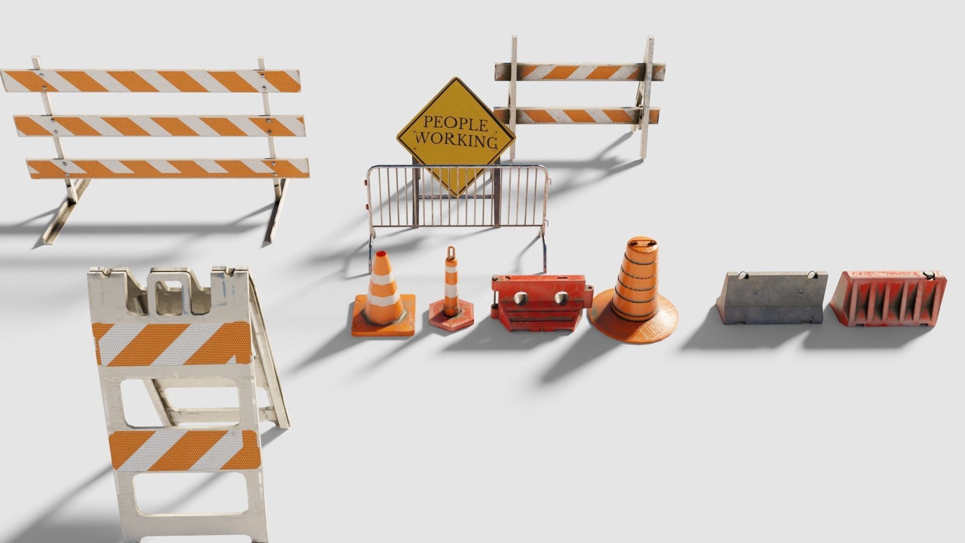 3D model realistic traffic barriers with 8k pbr textures VR / AR / low ...