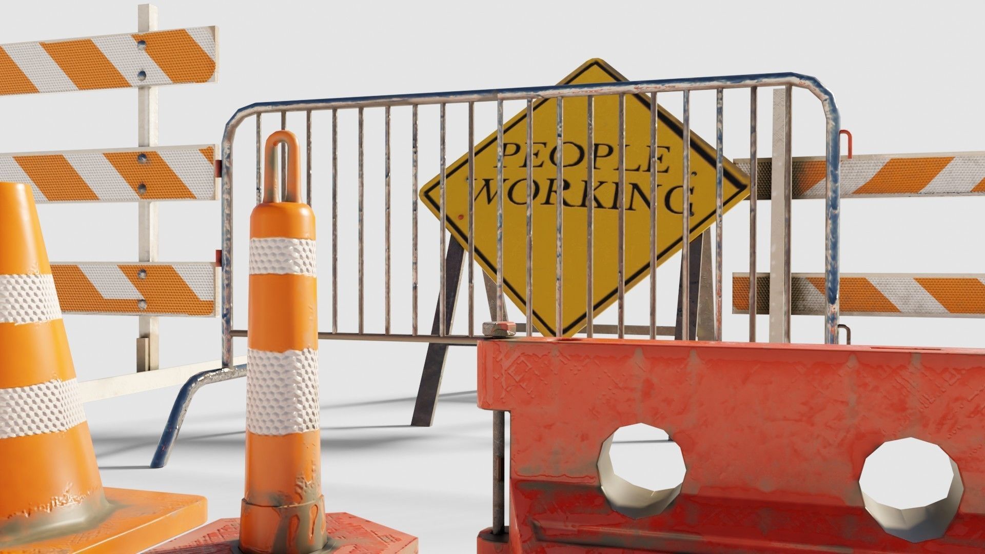 3D model realistic traffic barriers with 8k pbr textures VR / AR / low ...