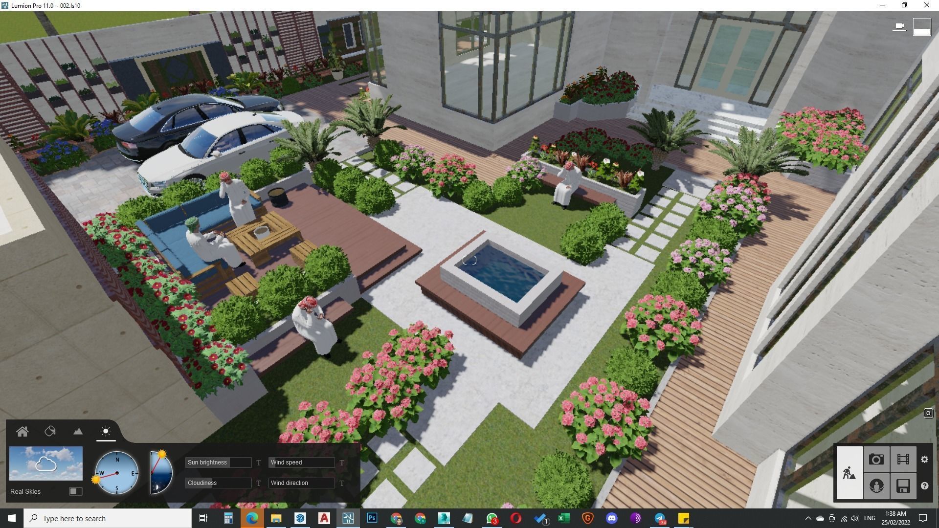 luxury villa front landscape design 3d model 3D model | CGTrader