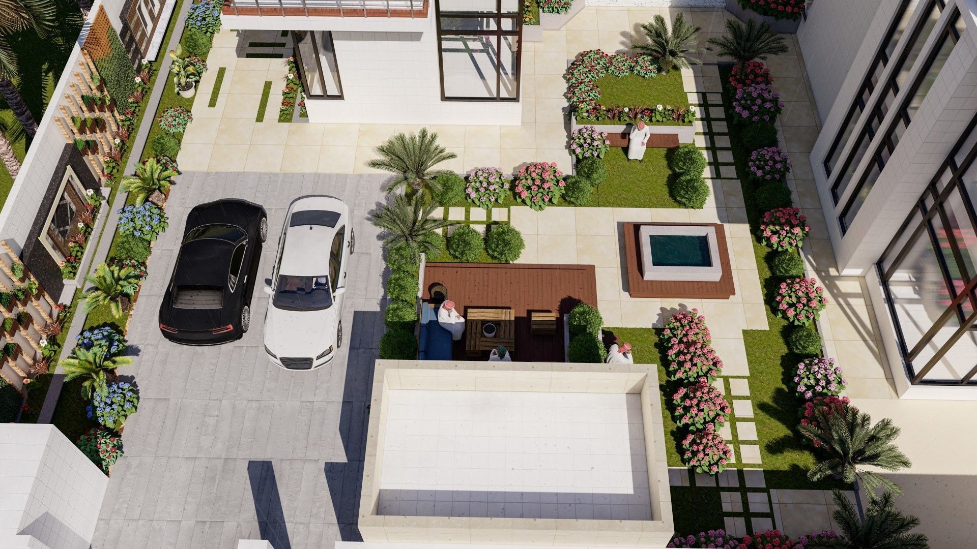 luxury villa front landscape design 3d model 3D model | CGTrader