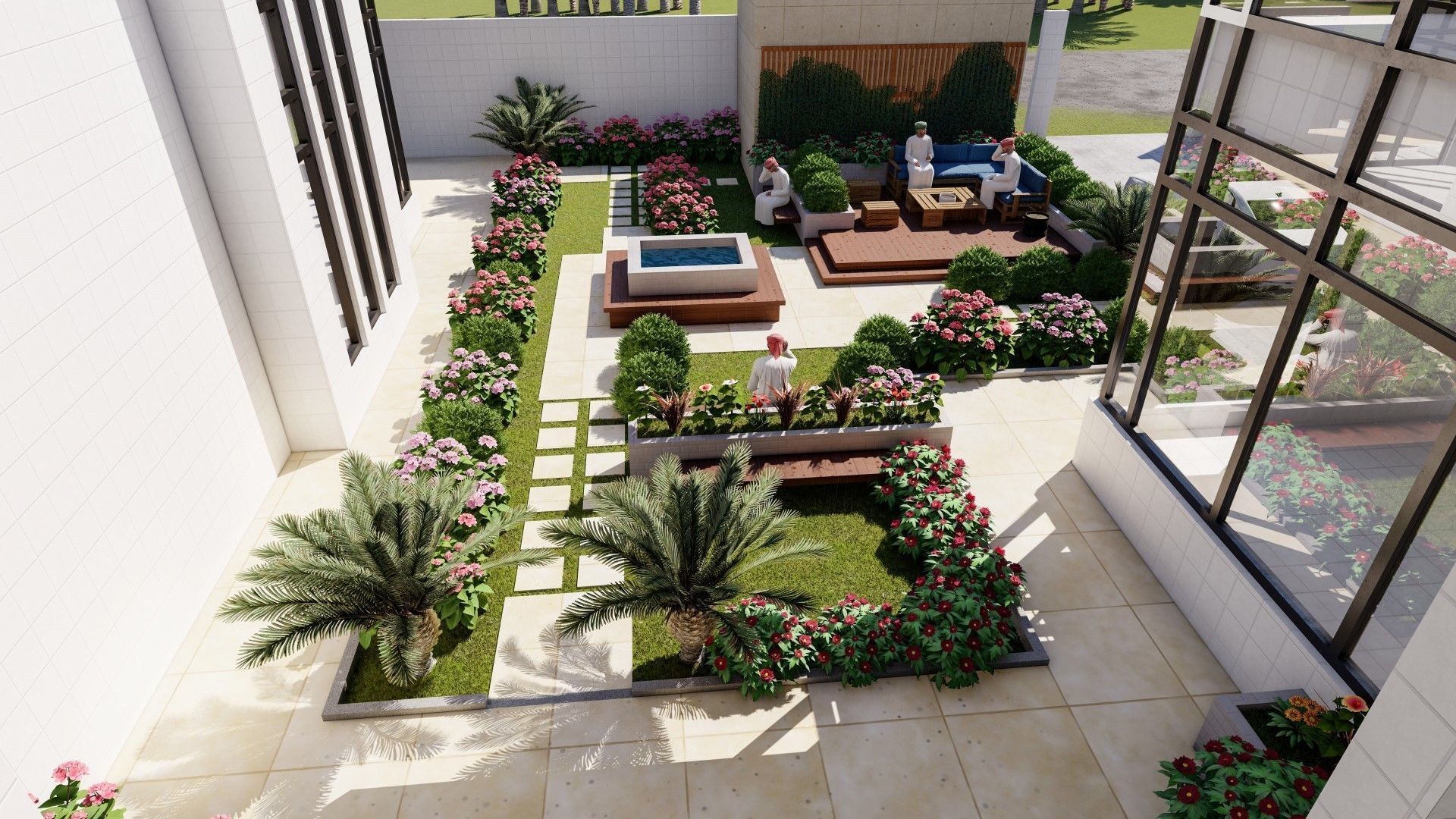 luxury villa front landscape design 3d model 3D model | CGTrader