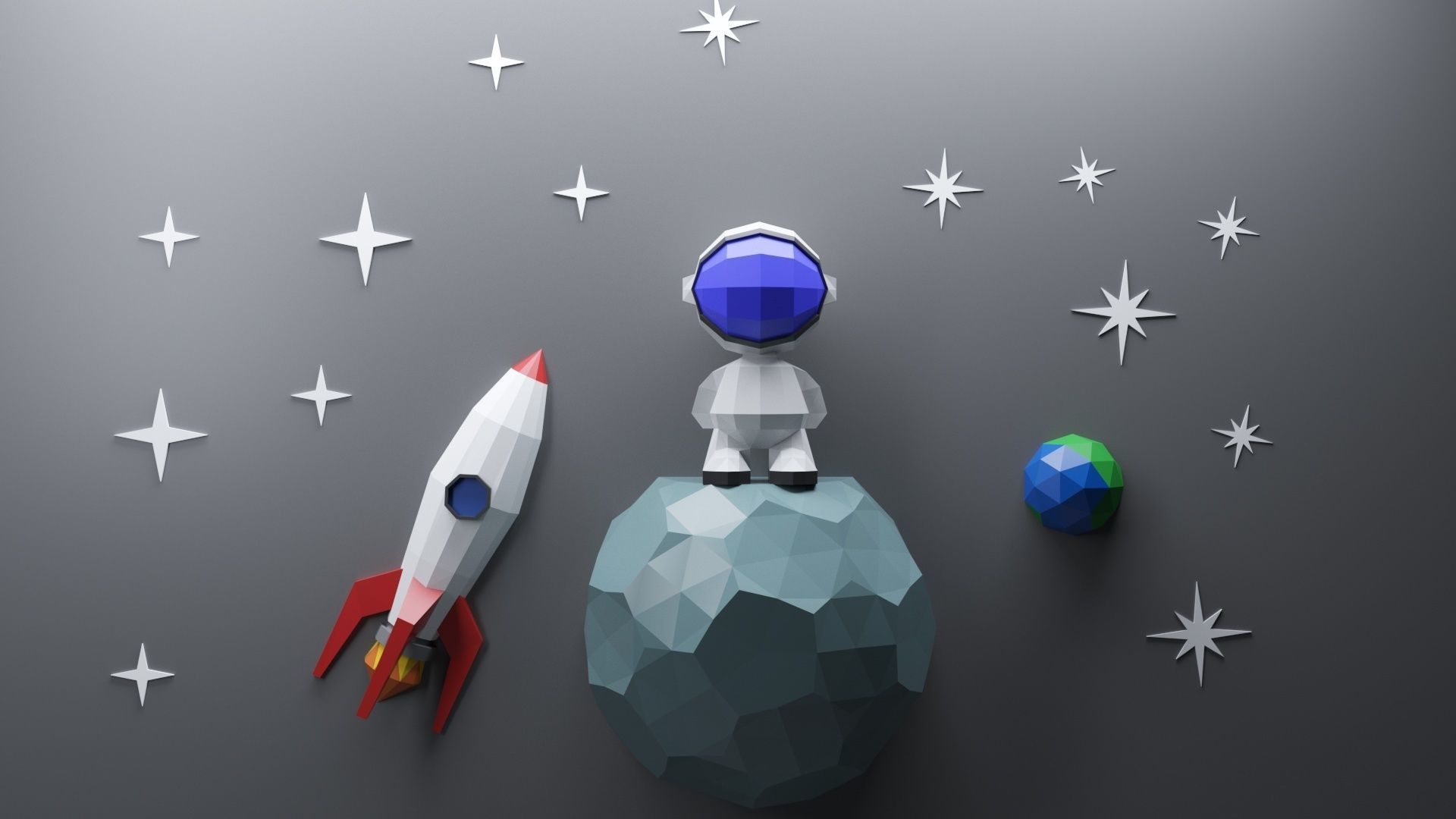 Low Poly astronaut Model Origami 3D print model 3D print model 3D model ...