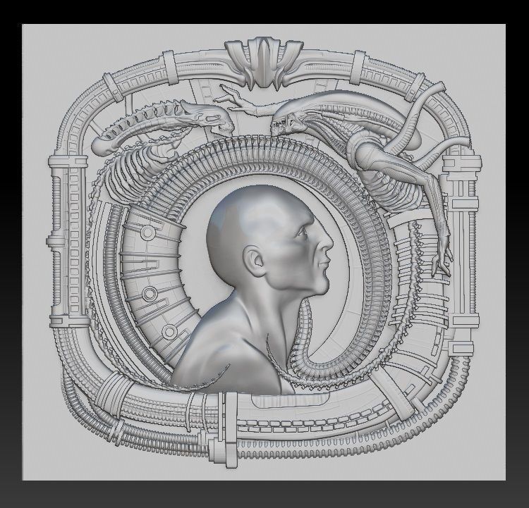 bas-relief Engineer and Aliens 3D model 3D printable | CGTrader