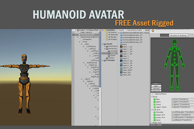 Avatar Rig Free humanoid free VR / AR / low-poly 3D model animated ...