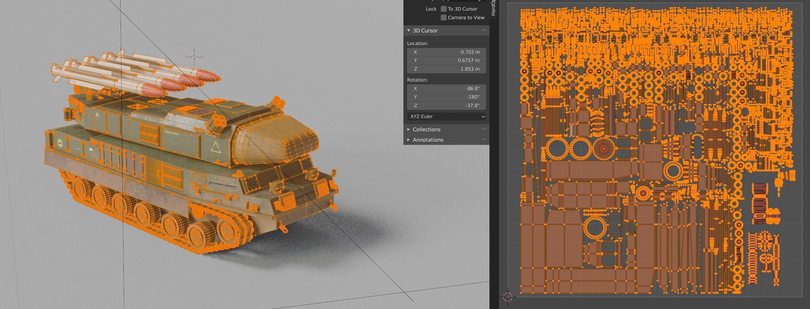 3D model SA-11 soviet surface to air missile system VR / AR / low-poly ...